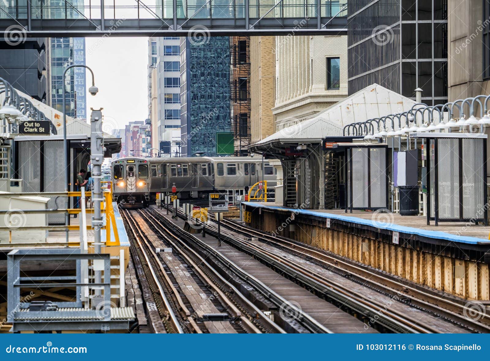 Train on Elevated Tracks within Buildings at the Loop, Chicago City ...