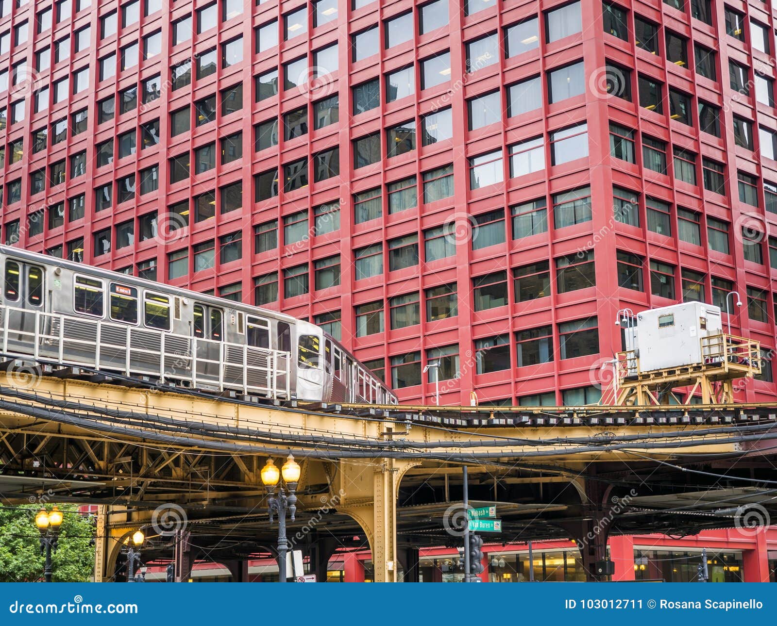 Train on Elevated Tracks within Buildings at the Loop, Glass and Steel ...