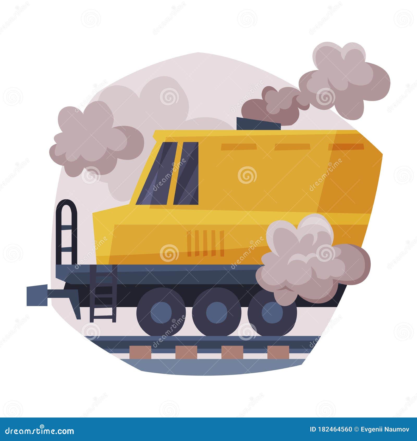 Train Emitting Dark Smoke, Ecological Problem, Air Pollution Vector ...