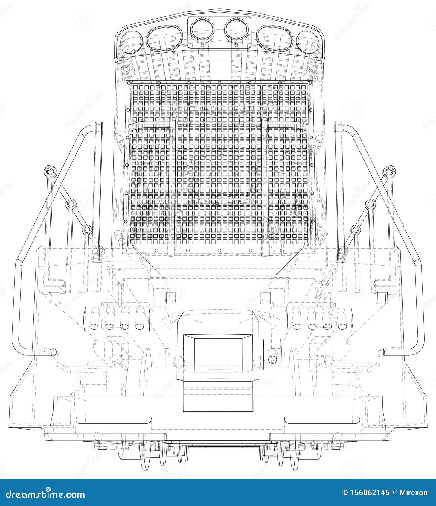 Train Engines. Technical Wire-frame. Vector Rendering of 3d Stock ...