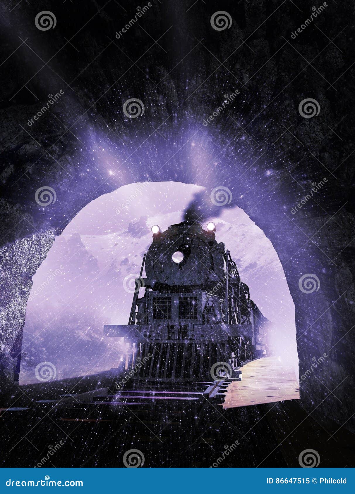 Train Entering in the Tunnel Stock Illustration - Illustration of ...