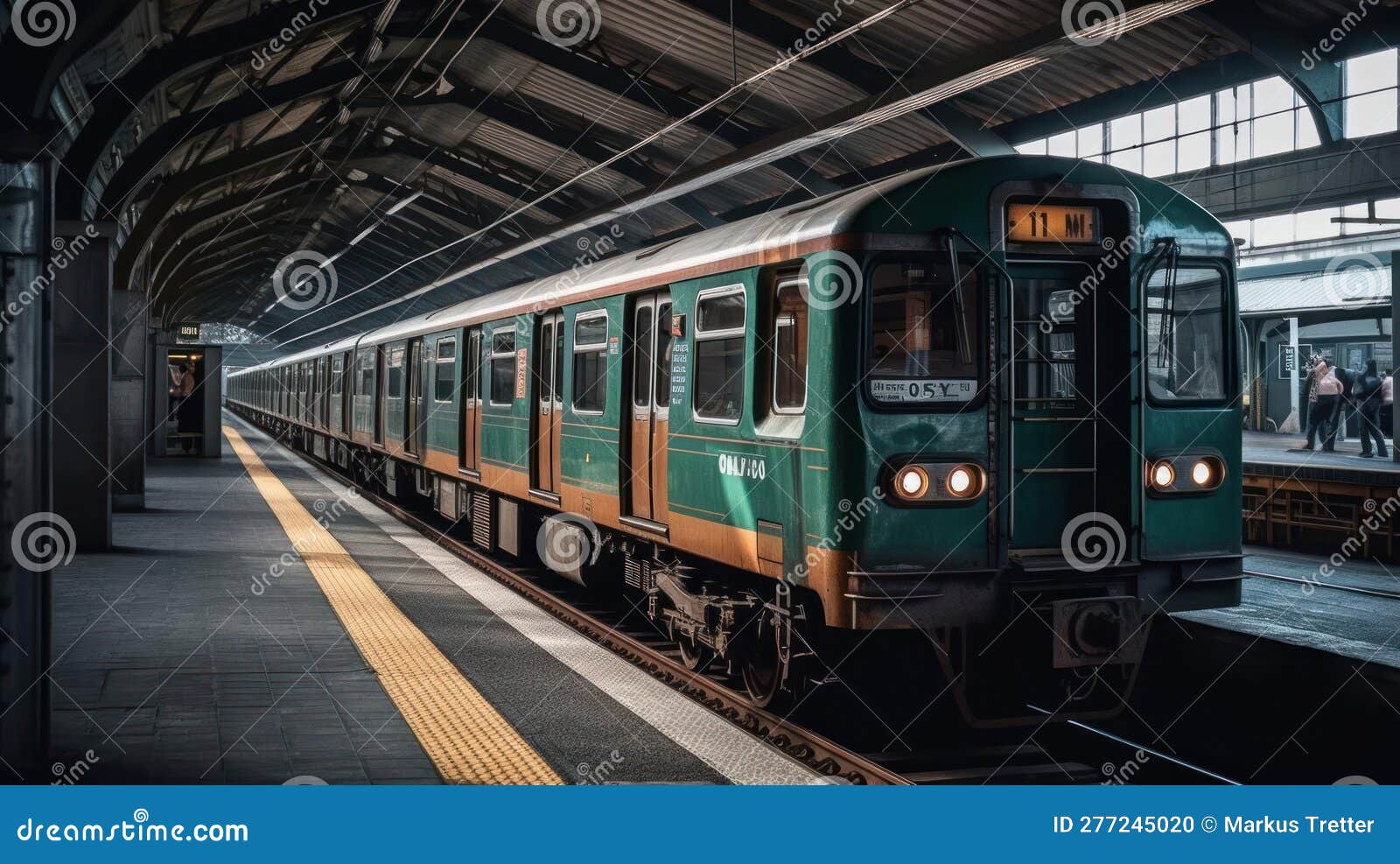 A Train Enters a Station Slowing Down and Coming To a Stop Created with ...