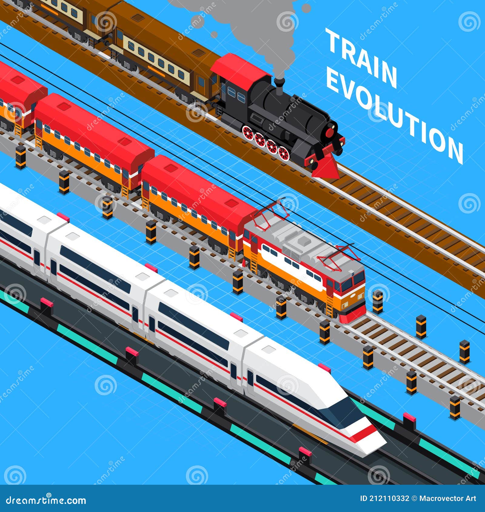 Train Evolution Isometric Composition Stock Vector - Illustration of ...