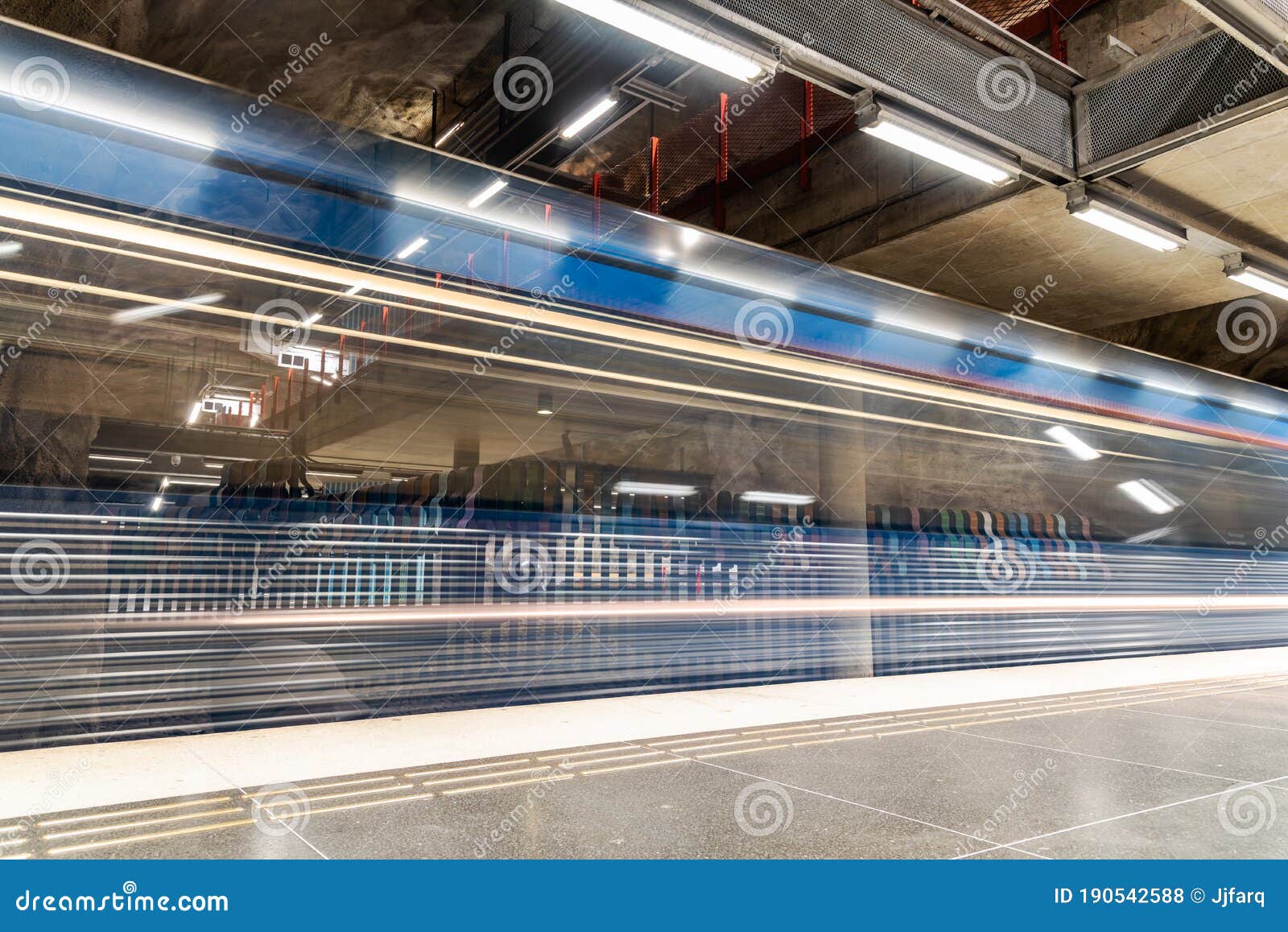 Train Fast Moving at Subway Station Stock Photo - Image of light ...