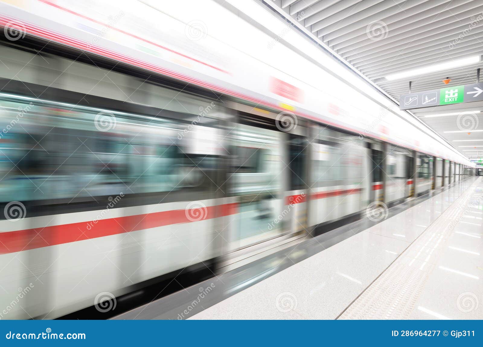 Train Fast Moving at Subway Station Stock Image - Image of travel ...
