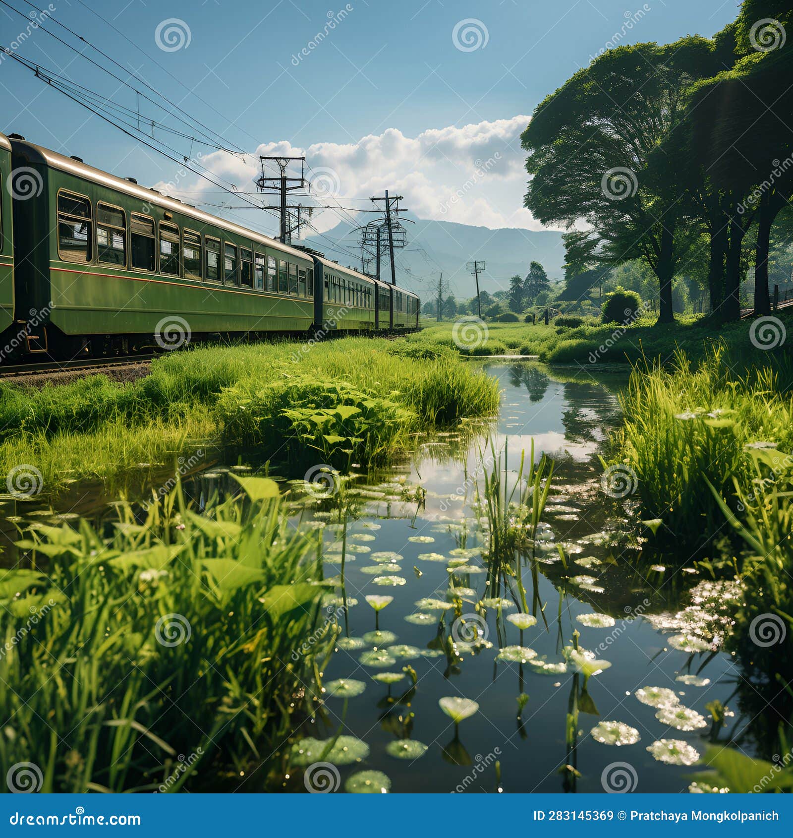 The train and the field stock illustration. Illustration of running ...