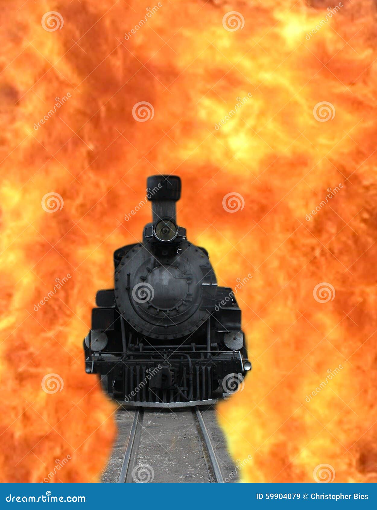 Train in Flames stock image. Image of locomotive, black - 59904079