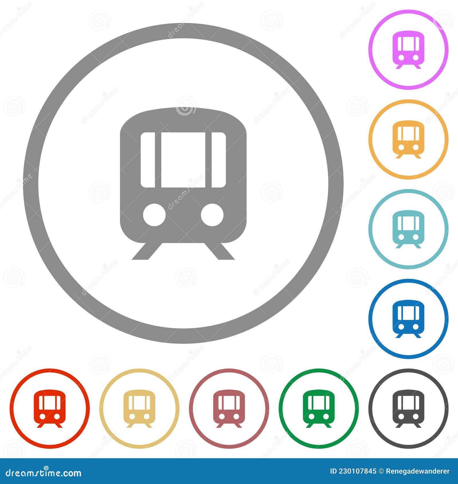 Train Flat Icons with Outlines Stock Vector - Illustration of symbols, passengers: 230107845