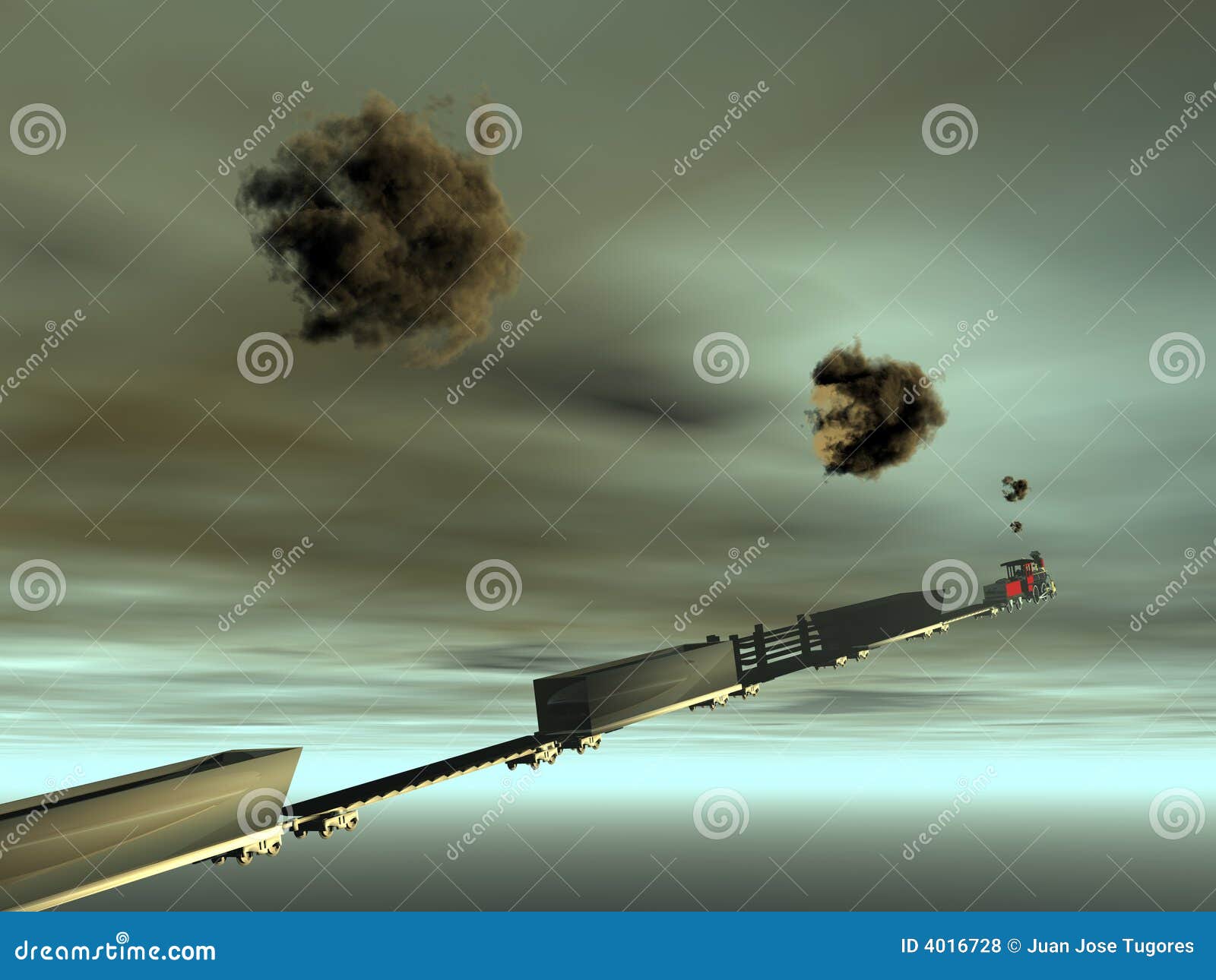Train flying to heaven stock illustration. Illustration of locomotive ...