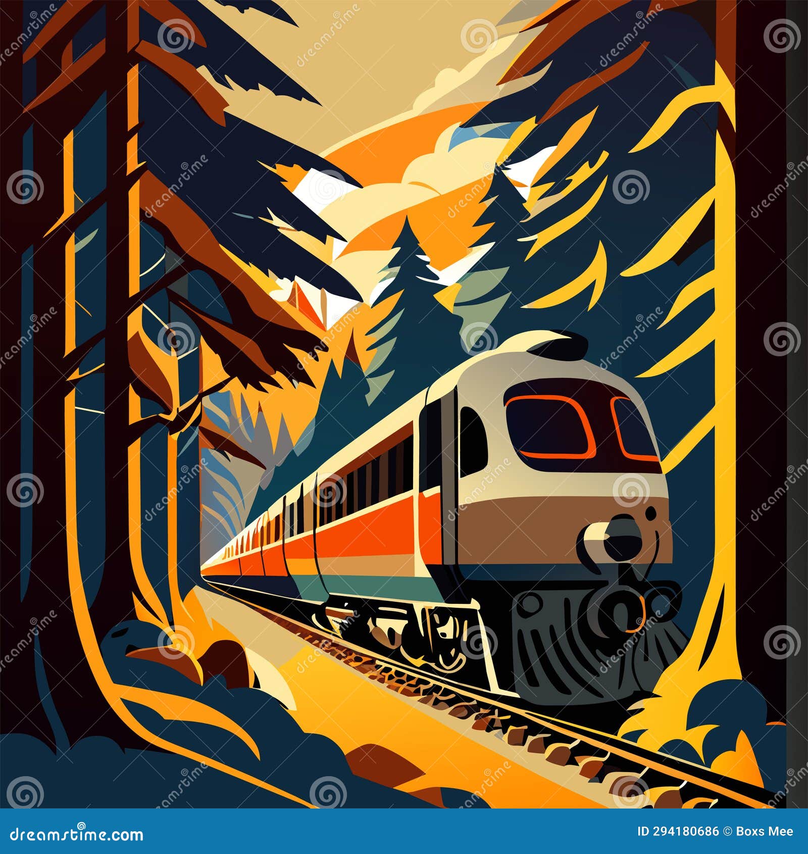 Train in the Forest. Vector of Train in the Forest. AI Generated Stock ...