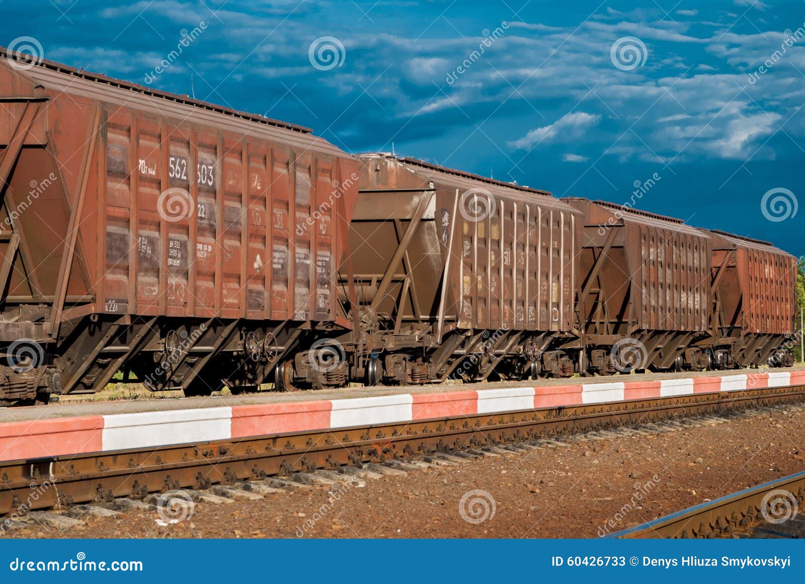 Train with freight cars stock image. Image of rail, containers - 60426733