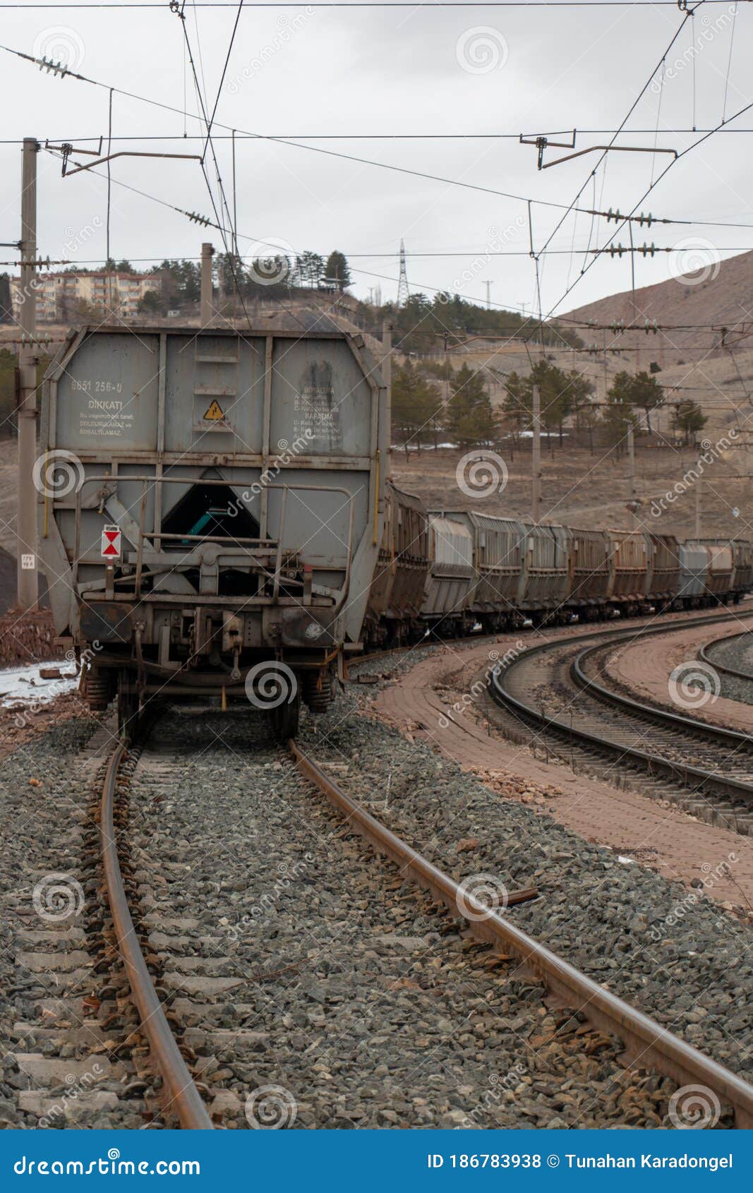 Train freight wagons editorial stock photo. Image of terminal - 186783938