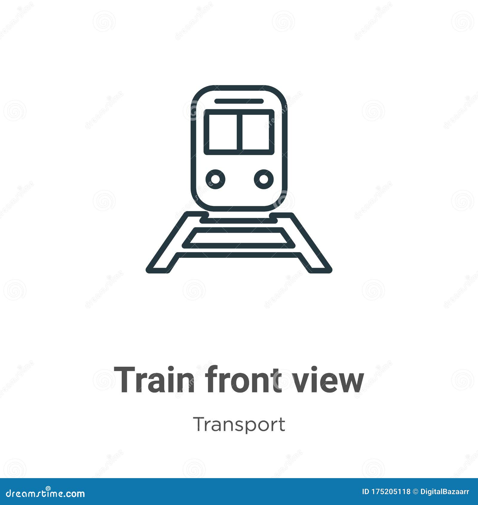 Train Front View Outline Vector Icon. Thin Line Black Train Front View ...