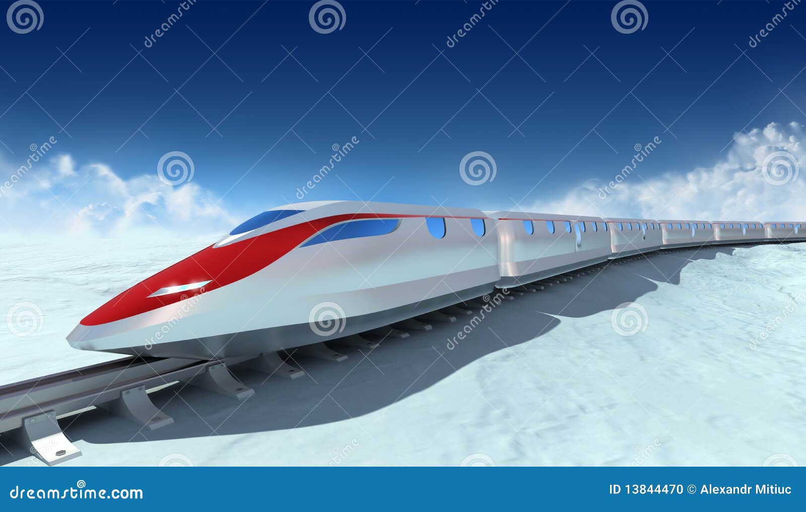 Train of the Future with Clouds on the Background Stock Illustration ...