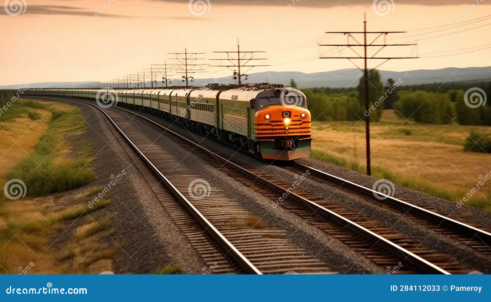 Train Going Across the Country. Generative AI Stock Illustration ...