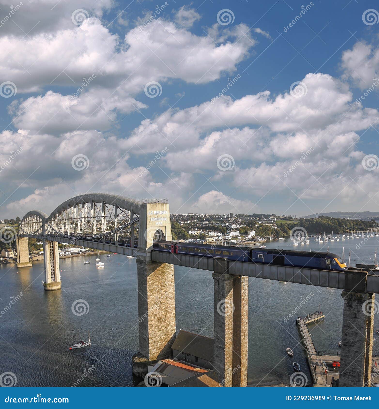 Train Going from Cornwall on Royal Albert Bridge Designed by Brunel in ...