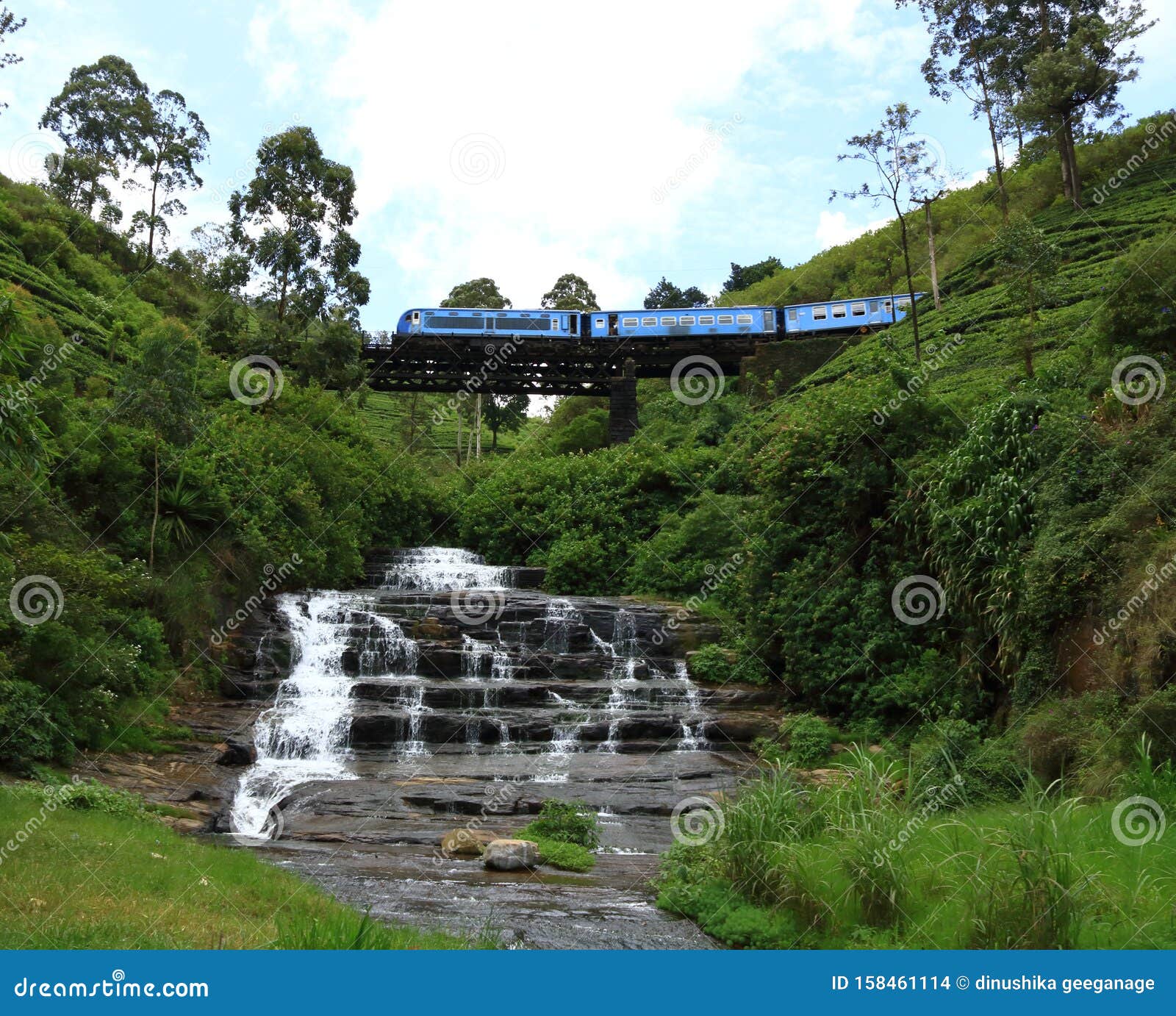 Train Going Just Above Waterfall Stock Photo - Image of railway ...