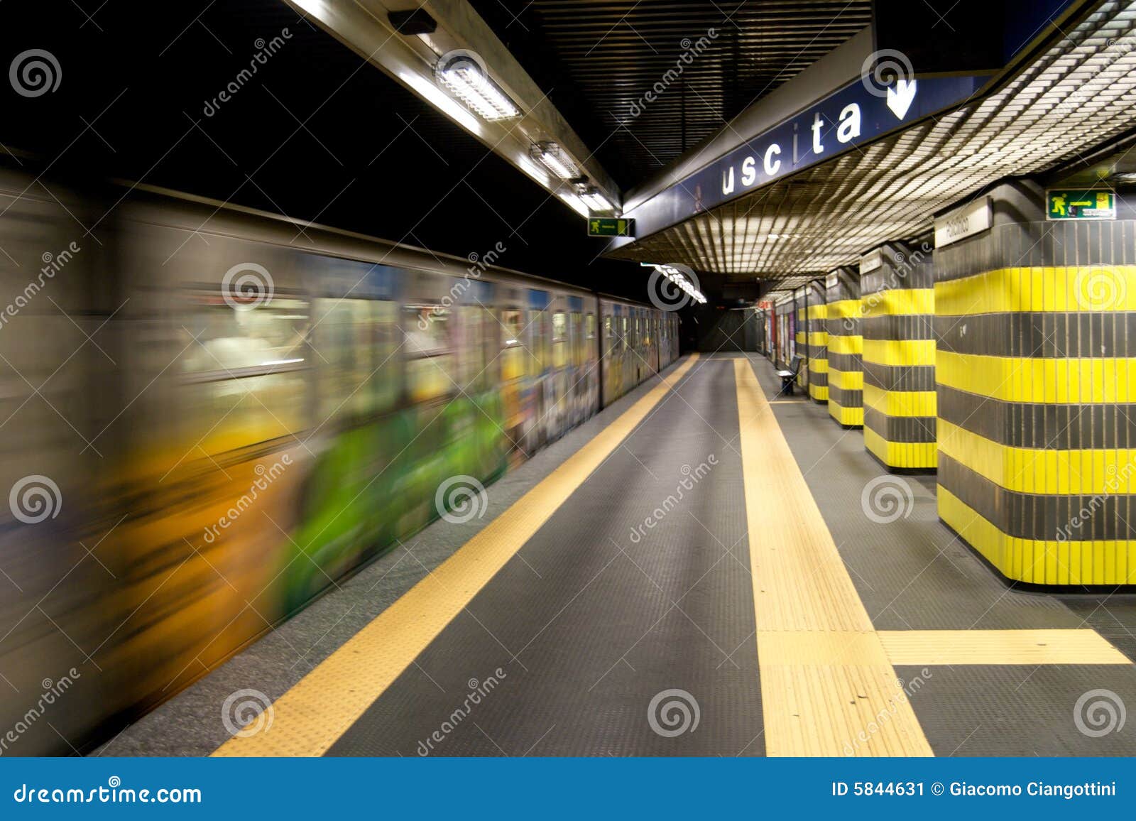 Train is gone stock image. Image of station, yellow, underground - 5844631