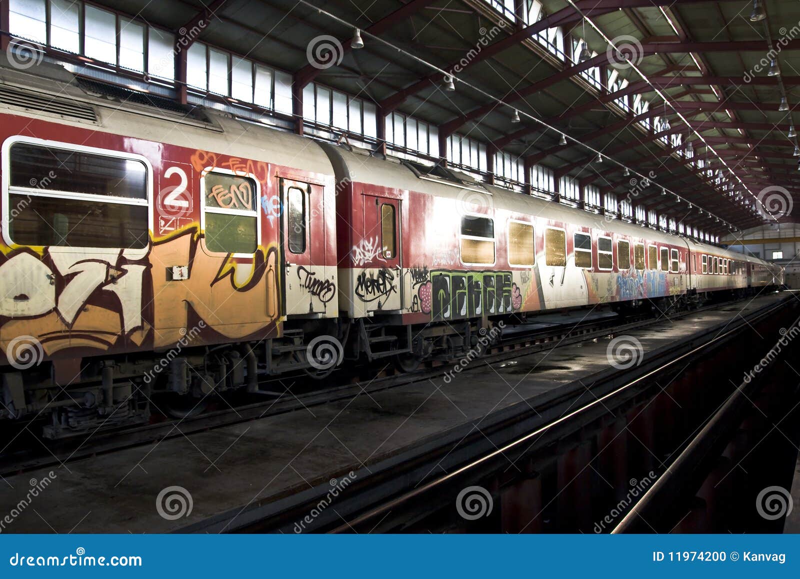 Train with graffiti stock photo. Image of railroad, transportation ...
