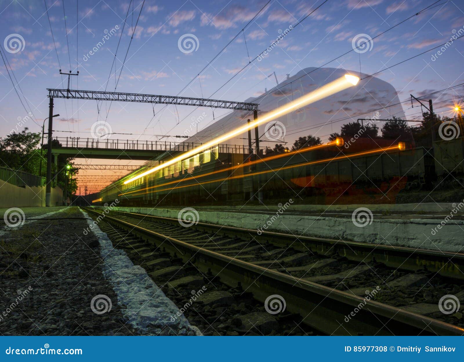 The Train Has Arrived at Sunset Stock Photo - Image of technology ...
