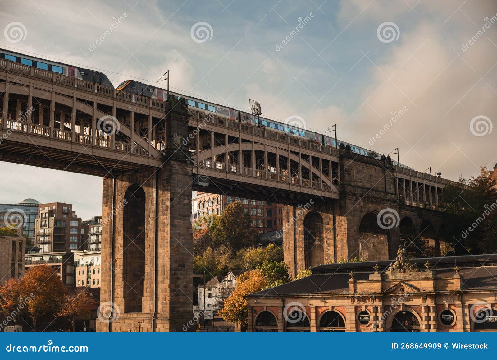 Train on the High Level Bridge in England, UK Stock Image - Image of ...