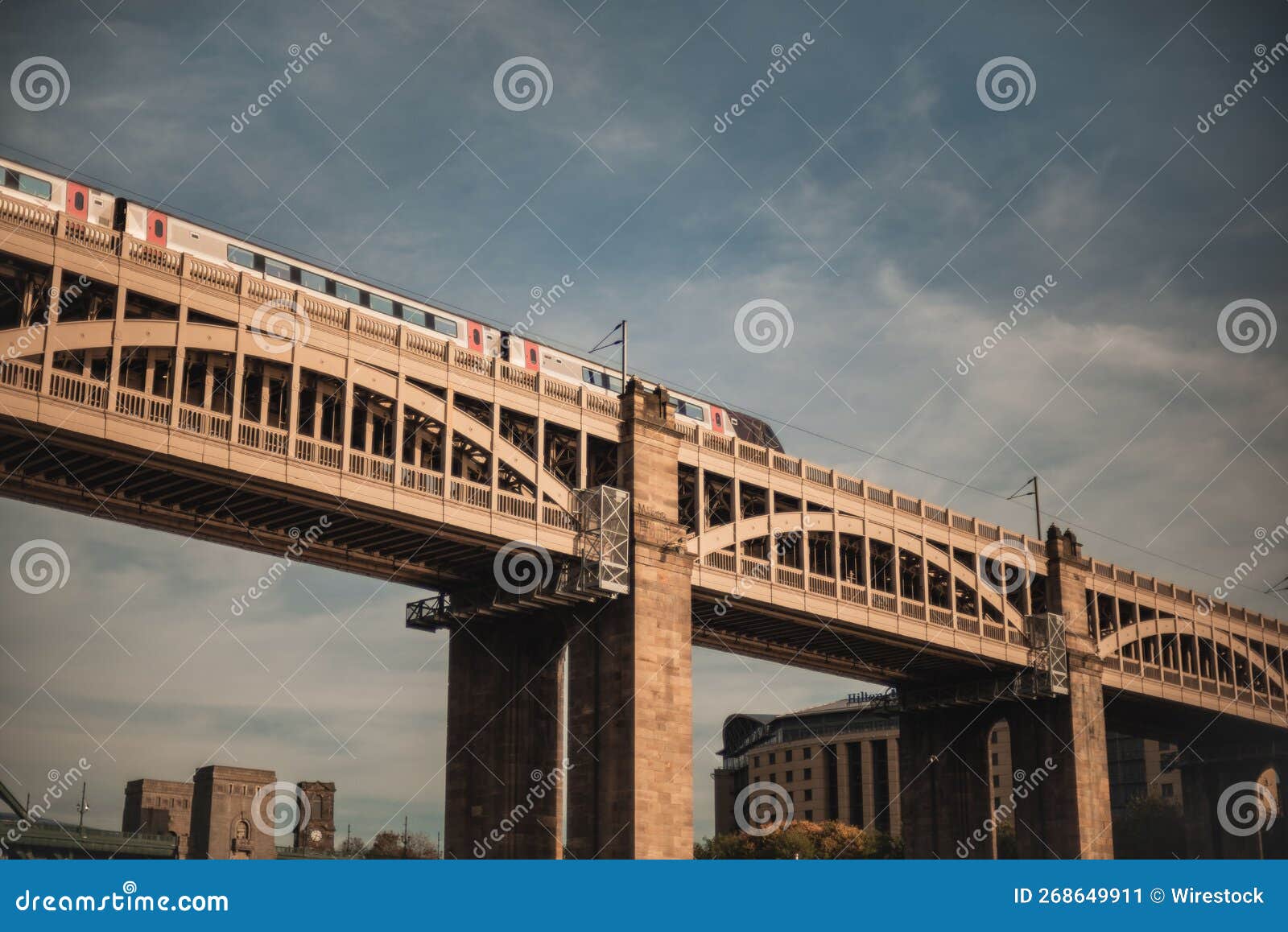 Train on the High Level Bridge in England, UK Stock Image - Image of ...