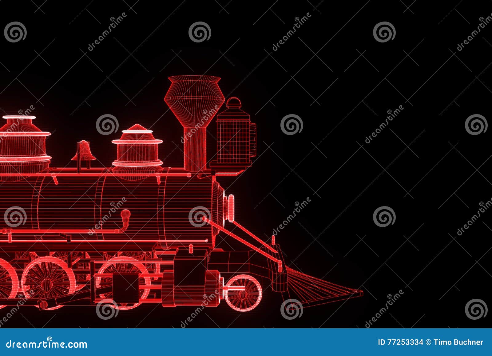 Train in Hologram Wireframe Style. Nice 3D Rendering Stock Illustration ...