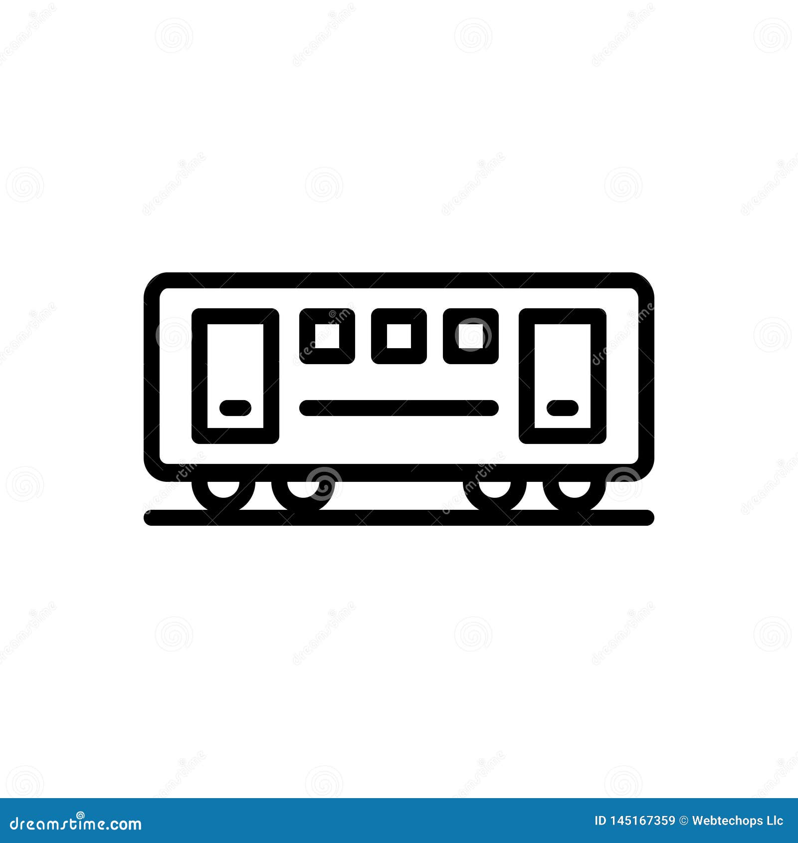 Black Line Icon for Train, Coach and Container Stock Vector ...