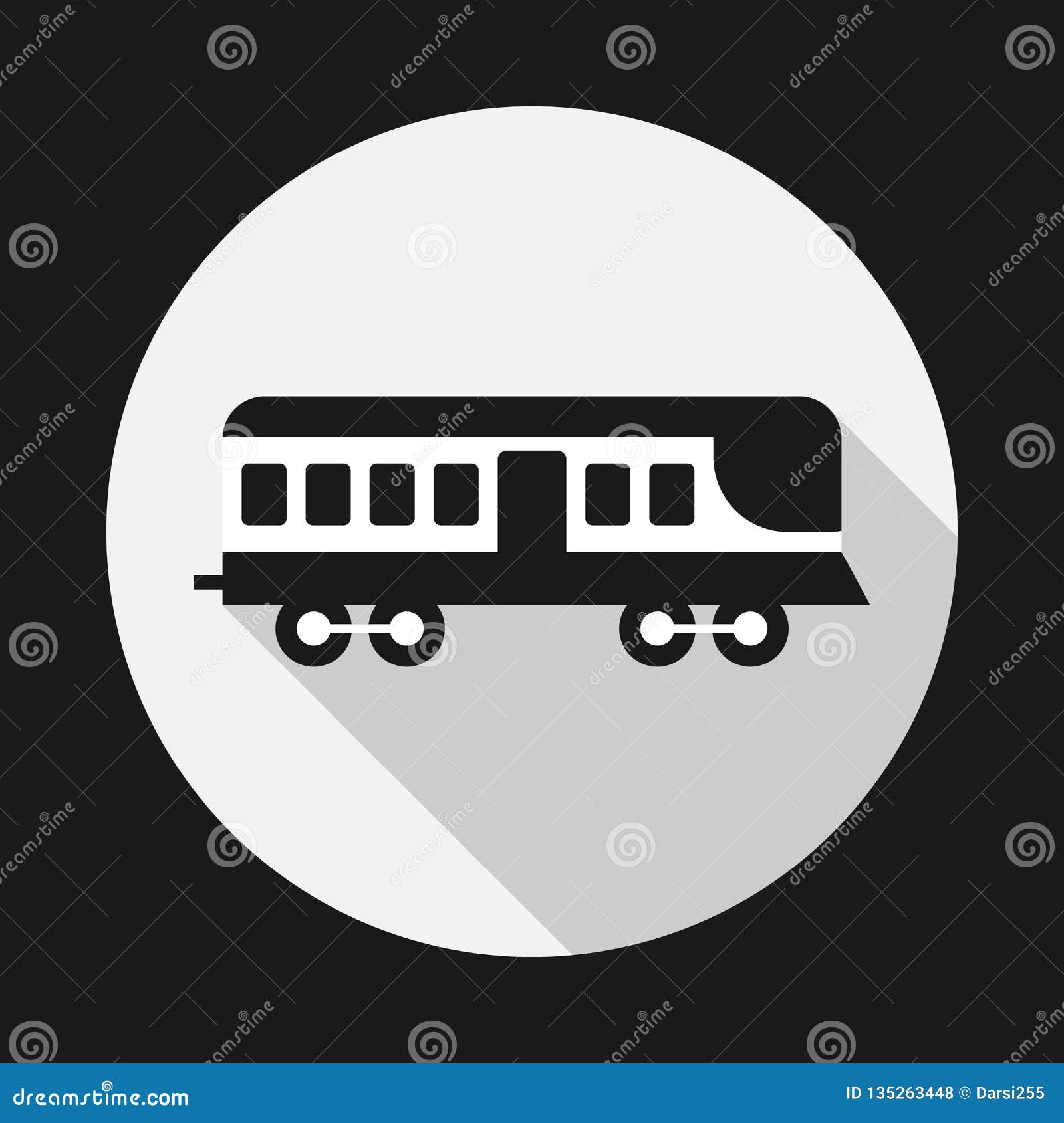 Train Icon with Long Shadow, Vector Illustration. Stock Illustration ...
