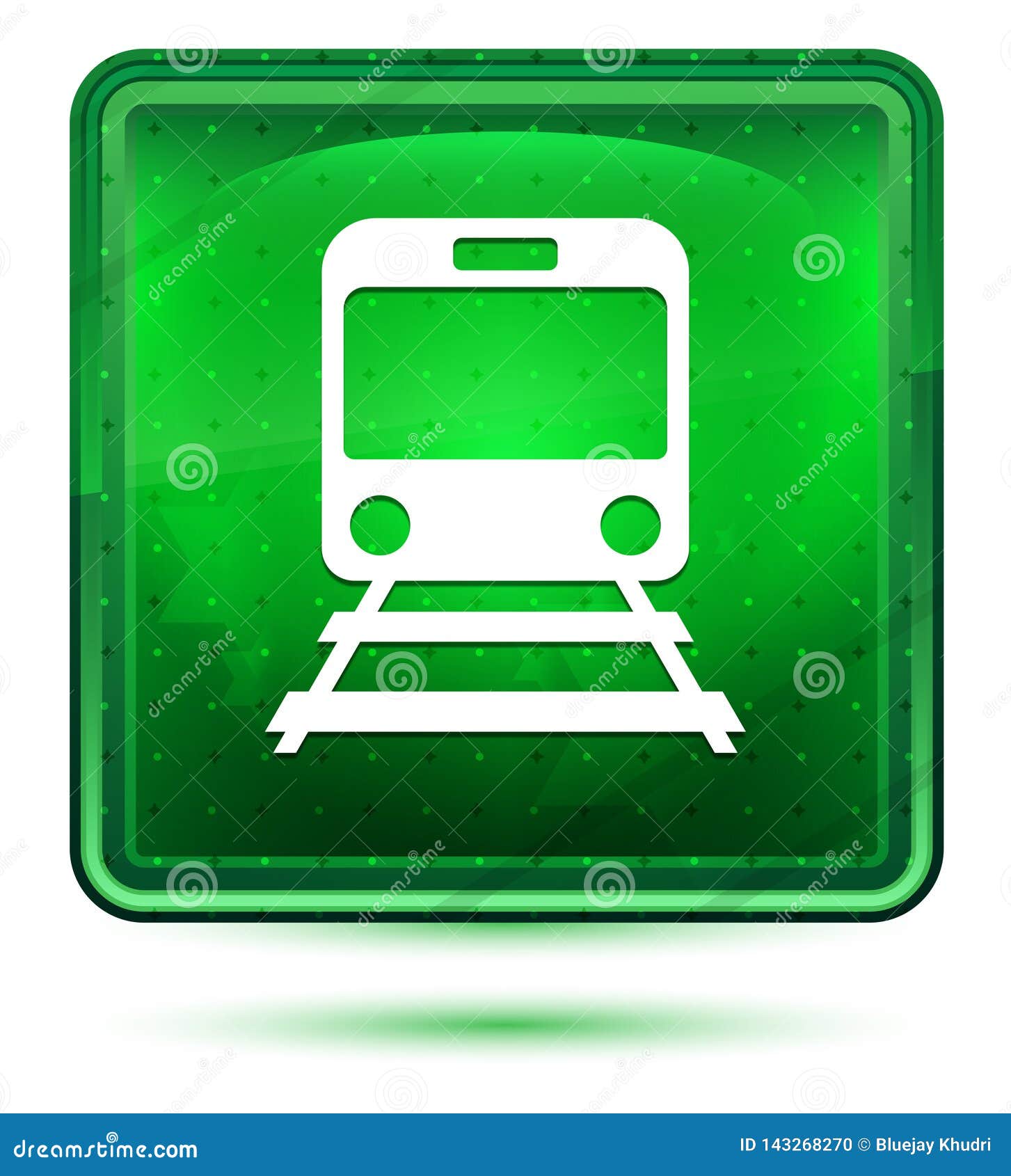 Train Icon Neon Light Green Square Button Stock Illustration ...