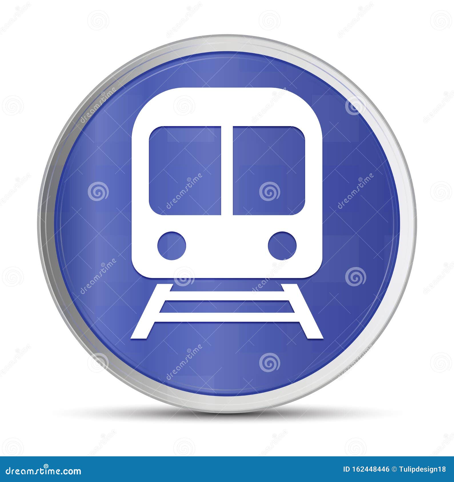 Train Icon Prime Blue Round Button Vector Illustration Design Silver ...