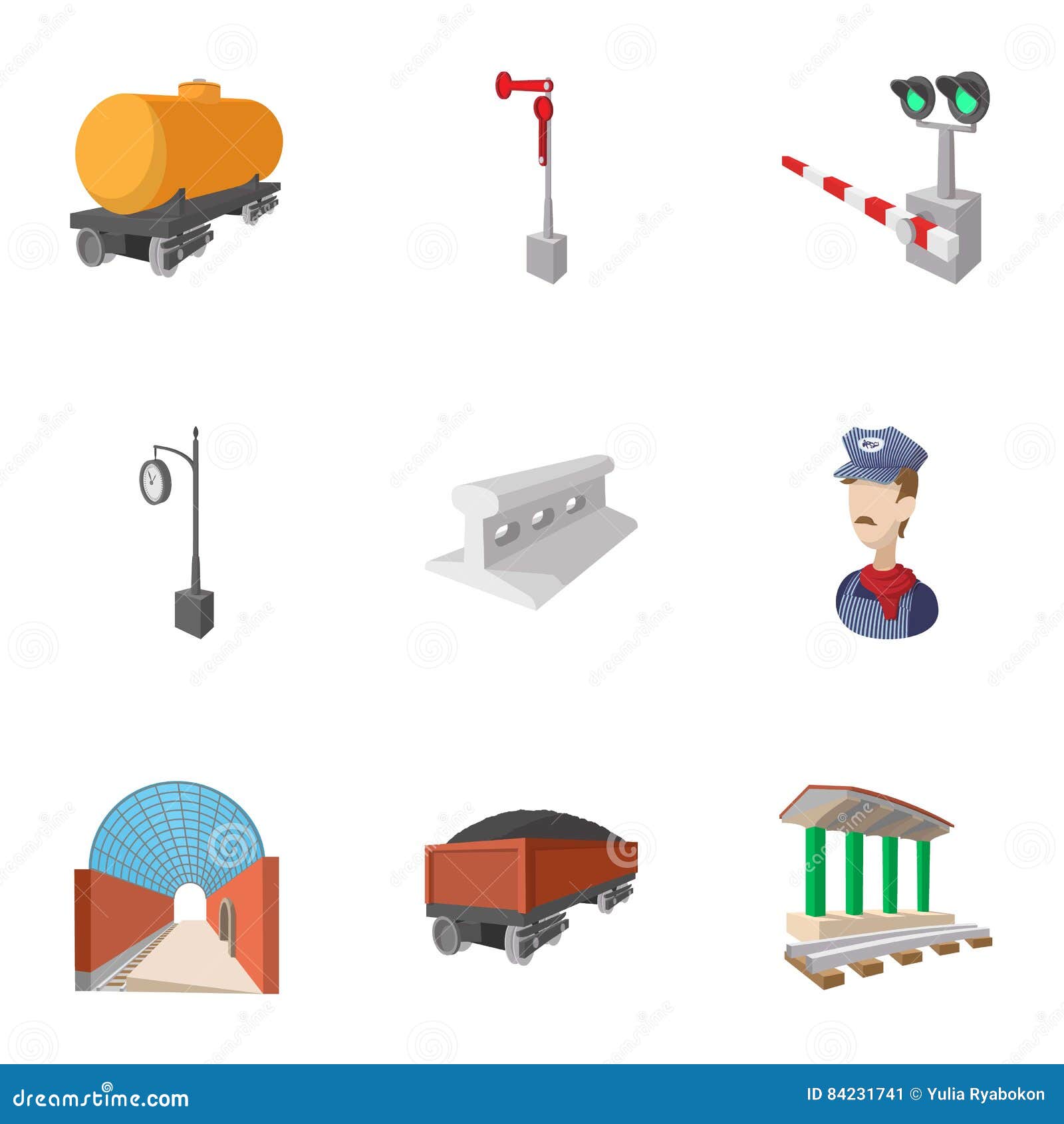 Train Icons Set, Cartoon Style Stock Vector - Illustration of sign ...