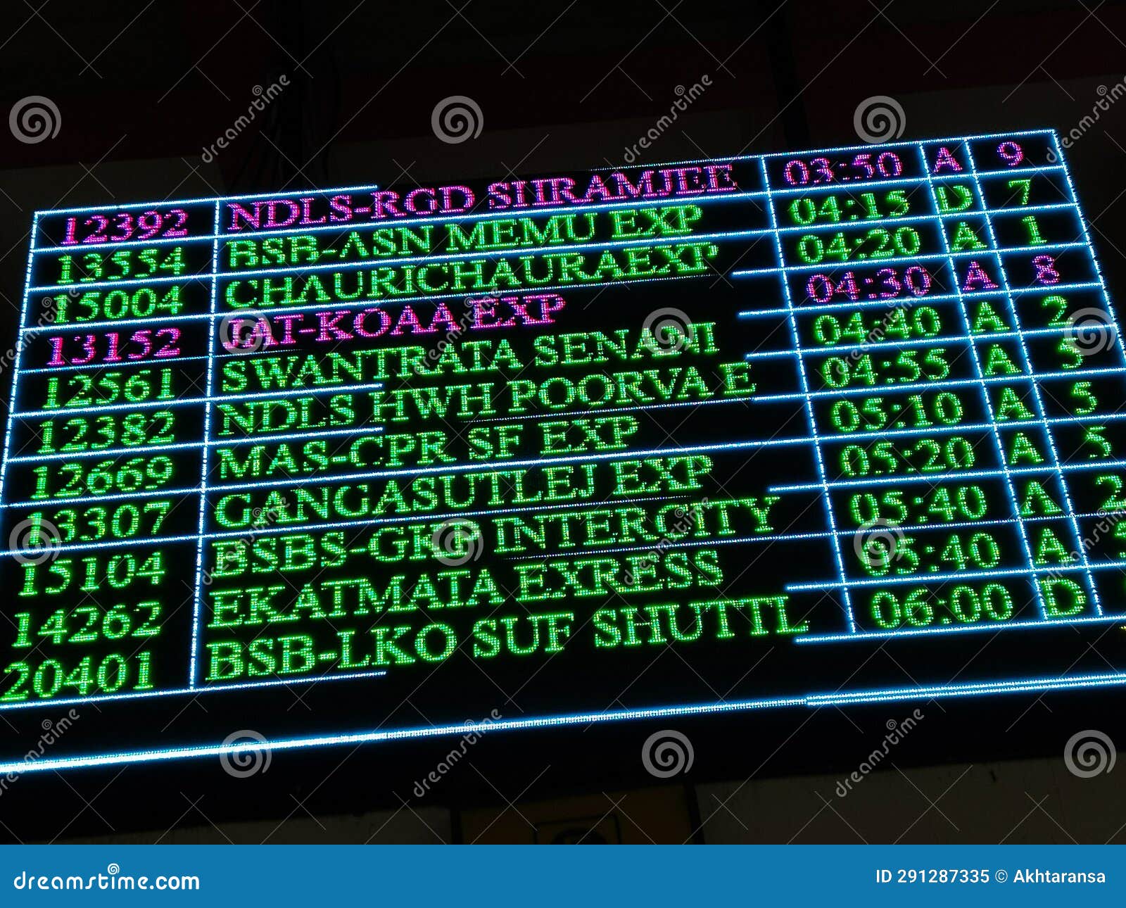 Train Information on a Large Screen Domestic Departure and Arrival ...