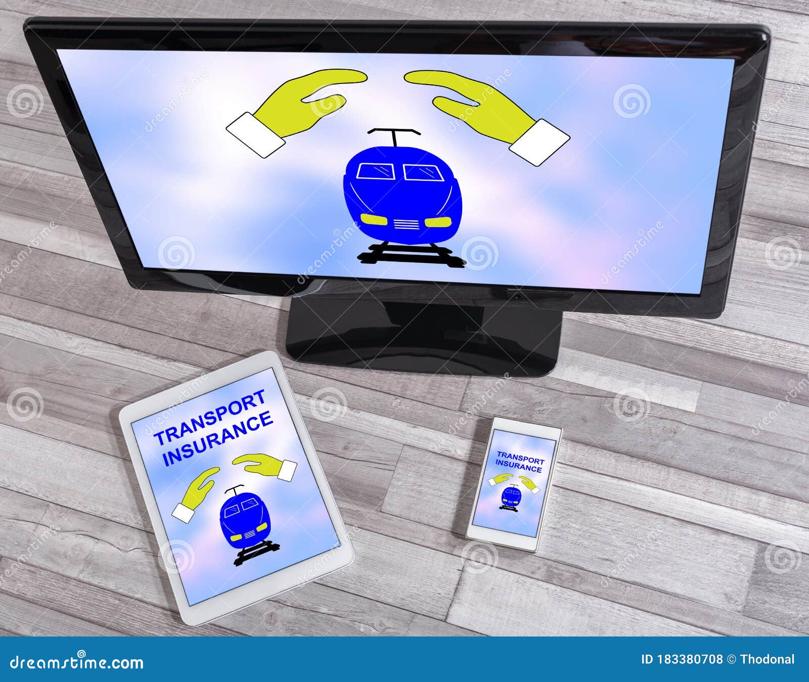 Train Insurance Concept on Different Devices Stock Photo - Image of ...