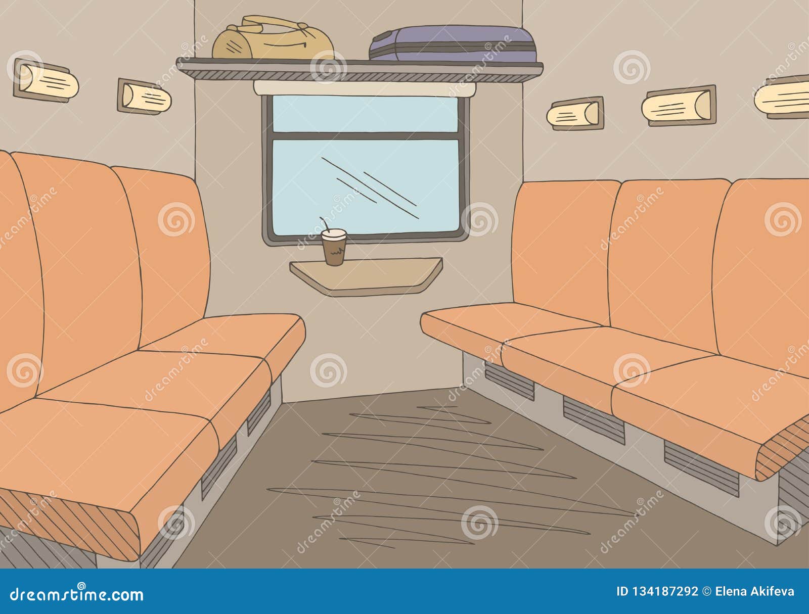 Train Interior Graphic Color Sketch Illustration Vector Stock Vector ...