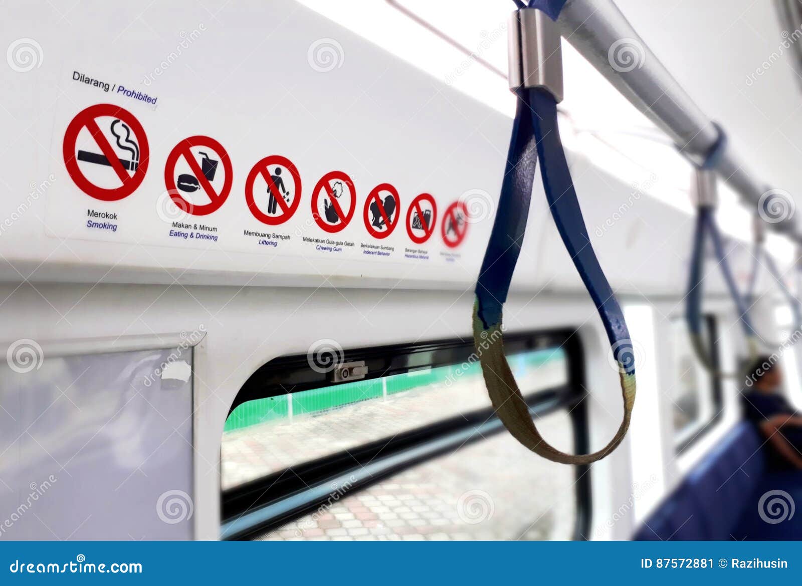 Train Interior Reminder Signage Stock Image - Image of subway, travel ...