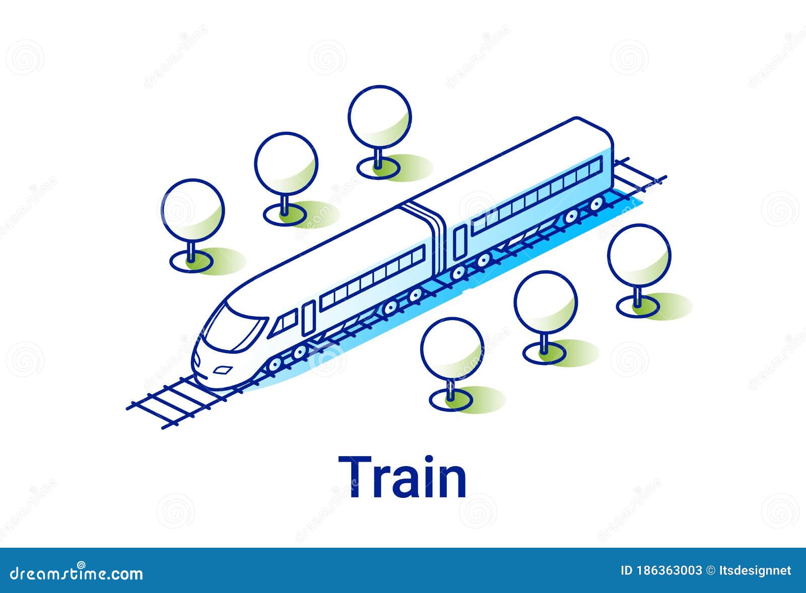 Train Isometric Linear Illustration Stock Vector - Illustration of ...