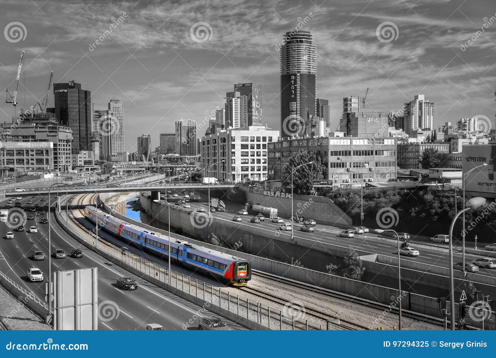 Train Israel Tel-Aviv Color Black White Editorial Image - Image of ...