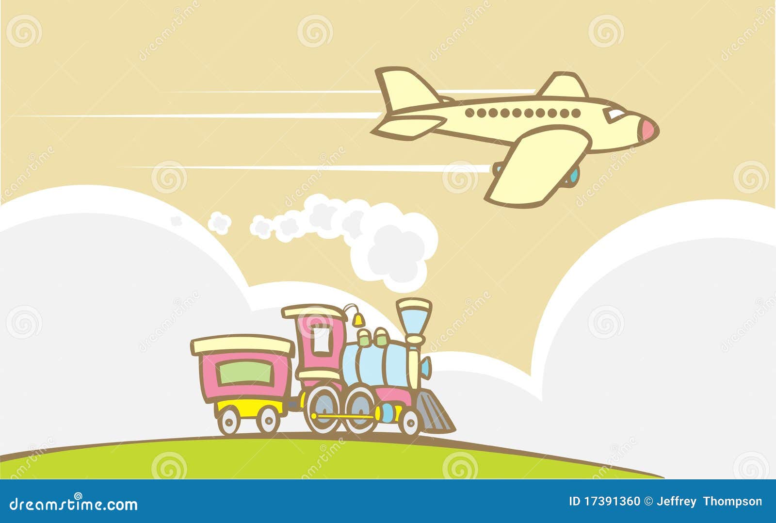 Train and Jet Plane stock vector. Illustration of train - 17391360
