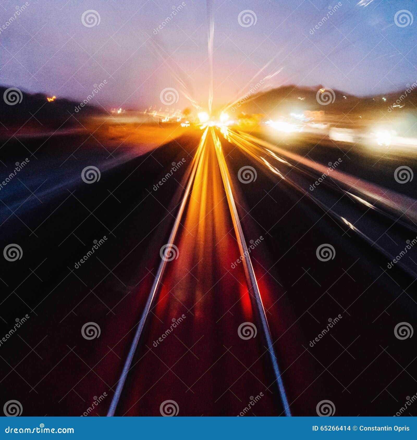Train lights on track stock photo. Image of blur, lights - 65266414
