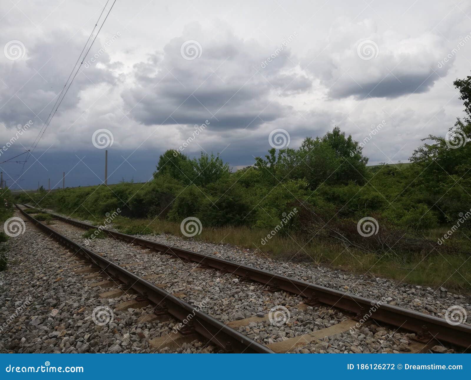 Train Line in the End of Village Stock Photo - Image of train, village ...