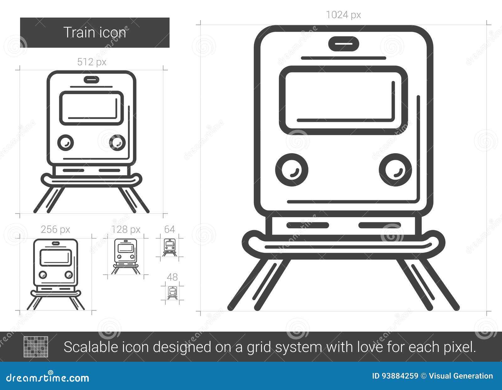 Train line icon. stock vector. Illustration of goods - 93884259