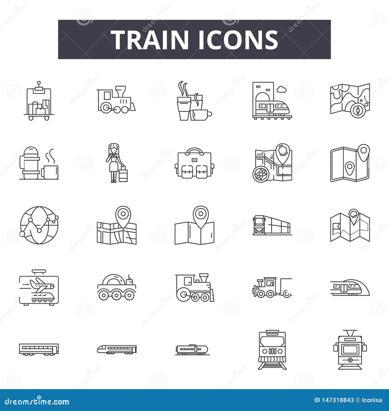 Train Line Icons, Signs, Vector Set, Linear Concept, Outline ...