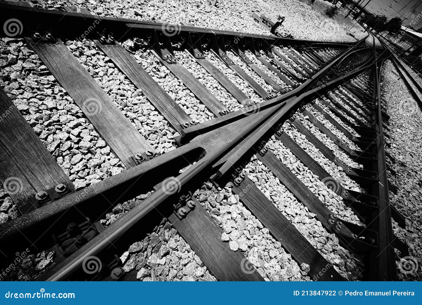 Train Lines Converging To Infinity on a Diagonal Plane Editorial ...