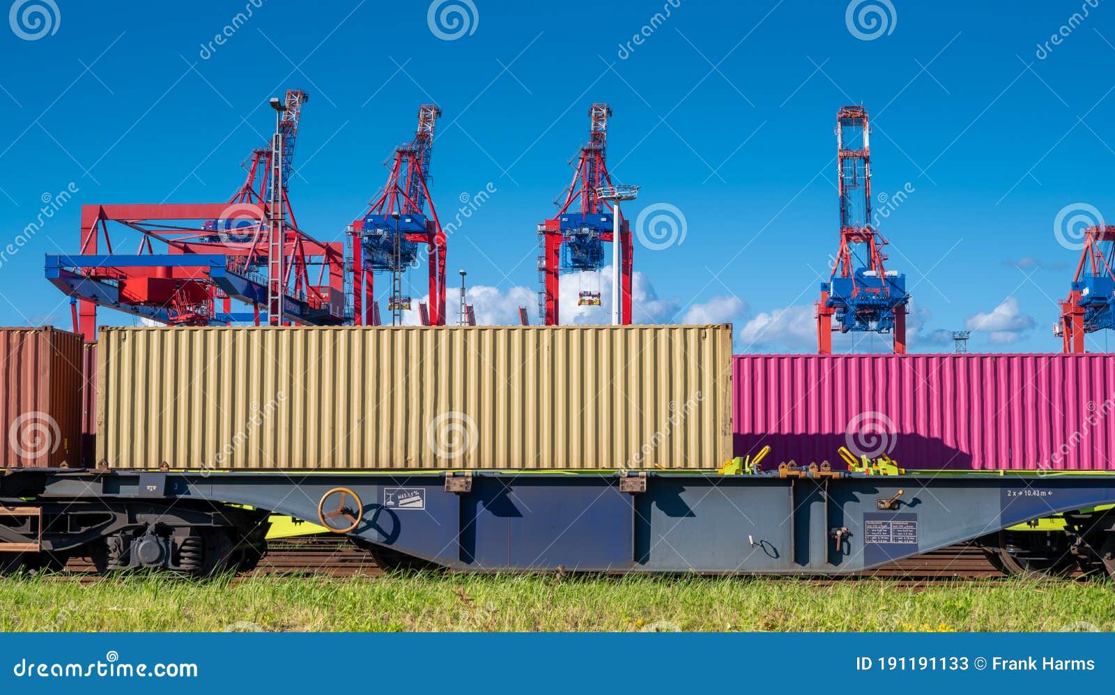A Train Loaded with Ship Container at the Port of Hamburg, Germany ...