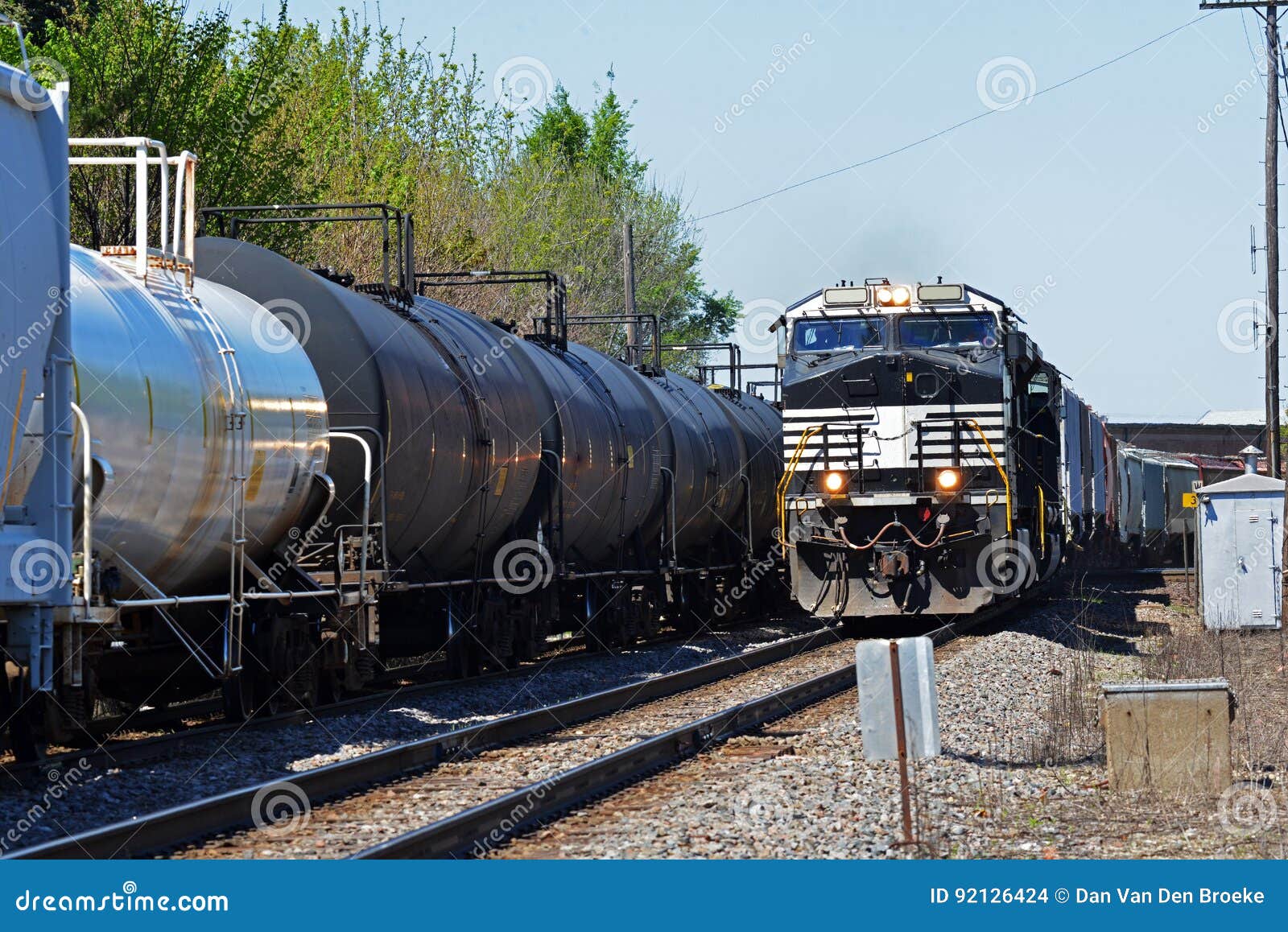 Train Locomotive Passing Additional Freight Train Stock Photo - Image ...