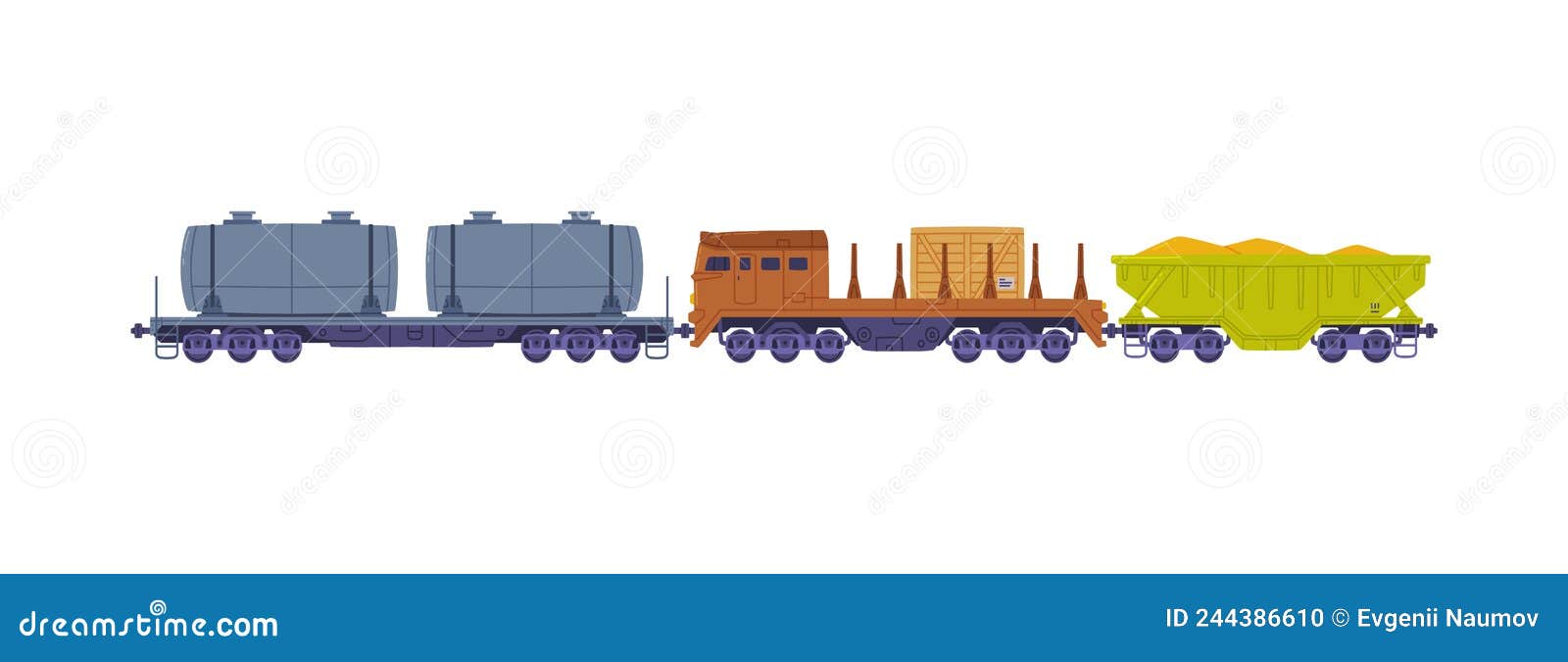 Train or Locomotive with Wagon Pulling Freight and Cargo Vector ...