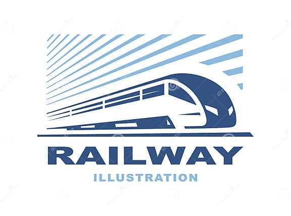 Train Logo Illustration on Light Background, Emblem Stock Vector ...