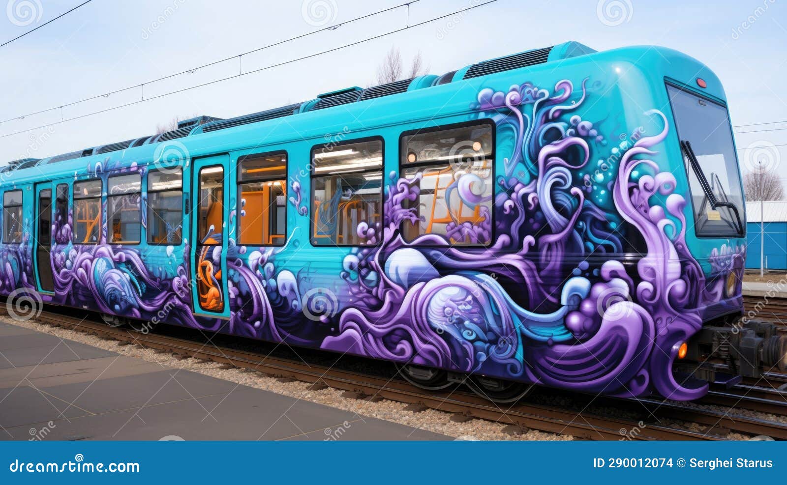 A Train with a Lot of Graffiti on it, AI Stock Illustration ...