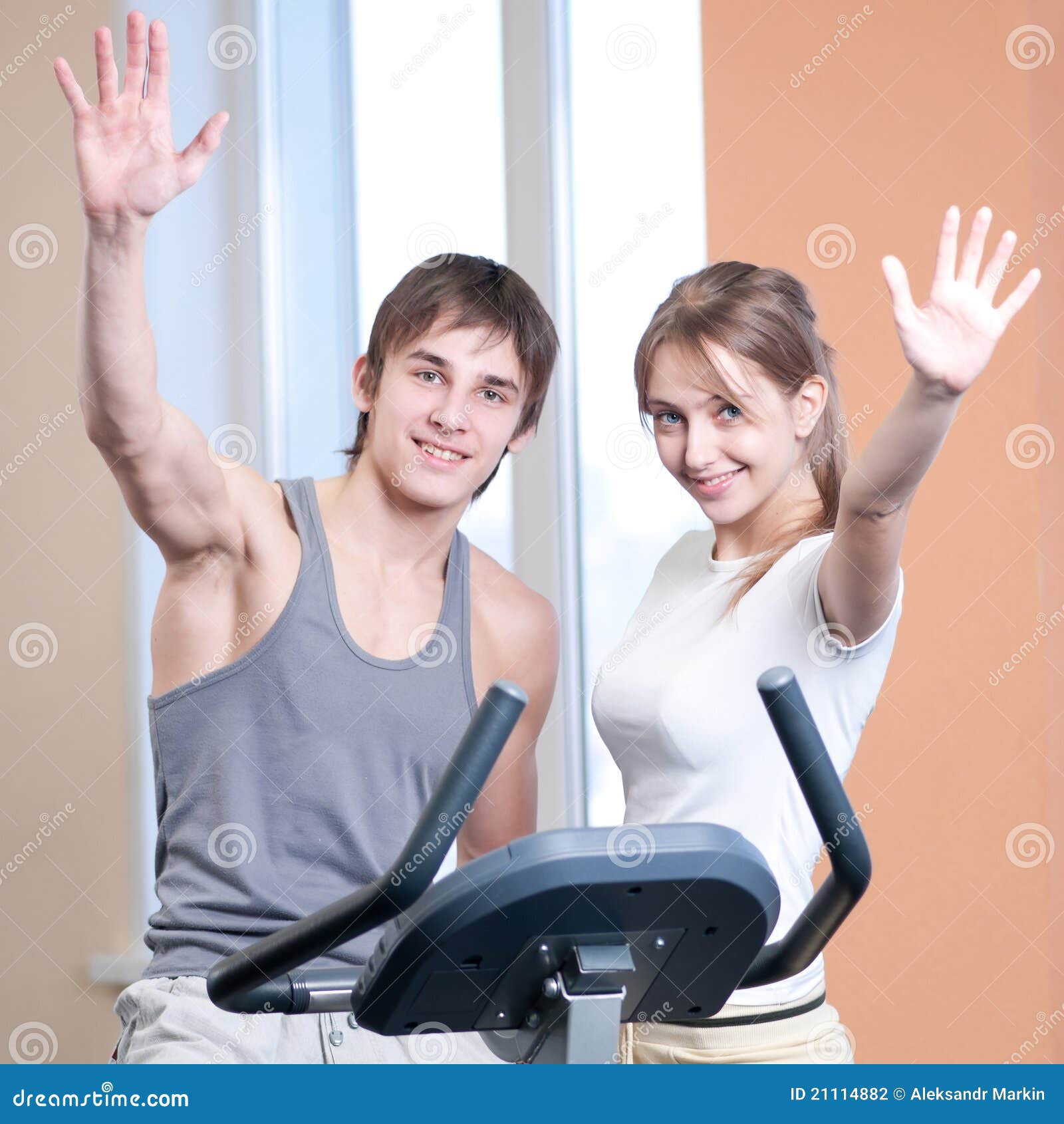 Train on machine in a gym stock photo. Image of happy - 21114882